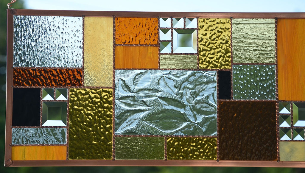 Stained Glass Window Panel in Crisp Fall Colors - Autumn Beauty ...