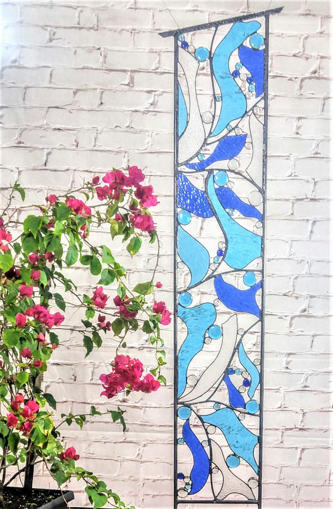 Contemporary Stained Glass Art for Outdoor Garden Decor - 'Lazy River ...