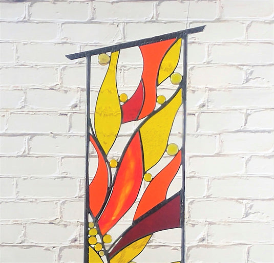 Metal Glass Garden Sculpture. "Sun-drenched" – Windsong Glass Studio
